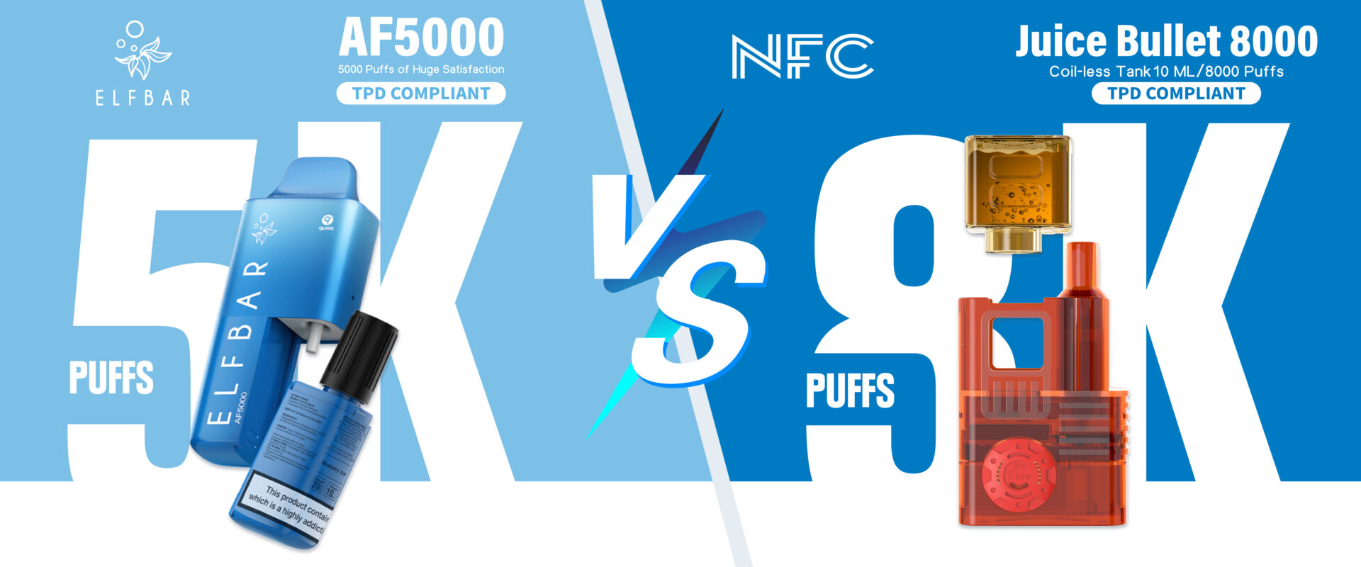 NFC VAPE Juice Bullet vs ELFBAR AF5000 - NFC VAPE